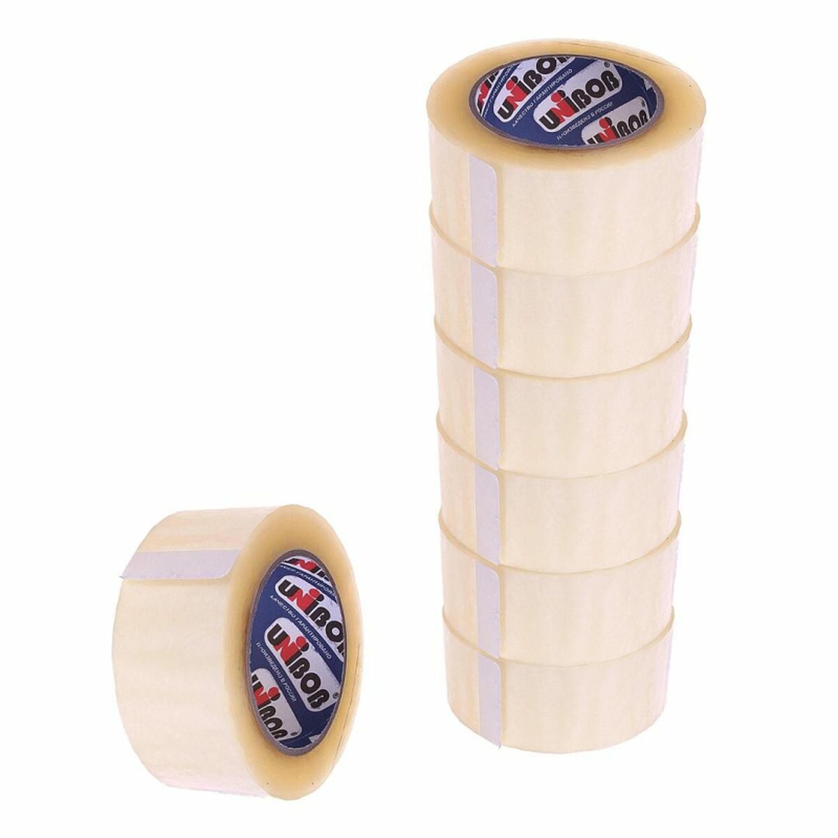 Клейкая лента (скотч) упаковочная Unibob 400 (48мм x 132м, 40мкм, прозрачная) 6шт. (4640012888836), 6 уп.