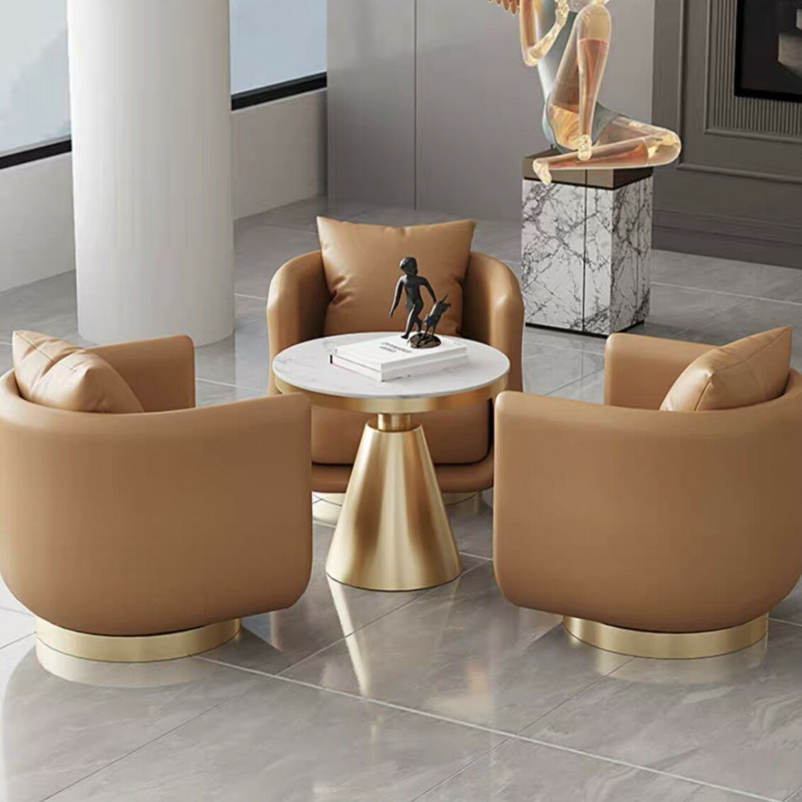 Кресло в коже Faustino (кресло / оранжевый)