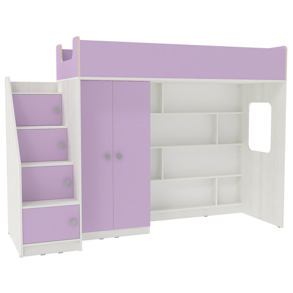 Кровать чердак Л-A602.3 75x175 Белое Дерево Ирис