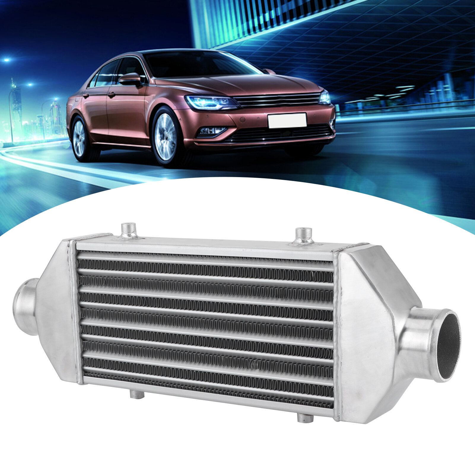 Universal Turbo Intercooler Front Mount, Diameter 65mm, Размер 300x160x65mm, Silver, Model XH-ZL238-SL, Aluminium Alloy, 1 шт, Автомобильный модифицированный аксессуар