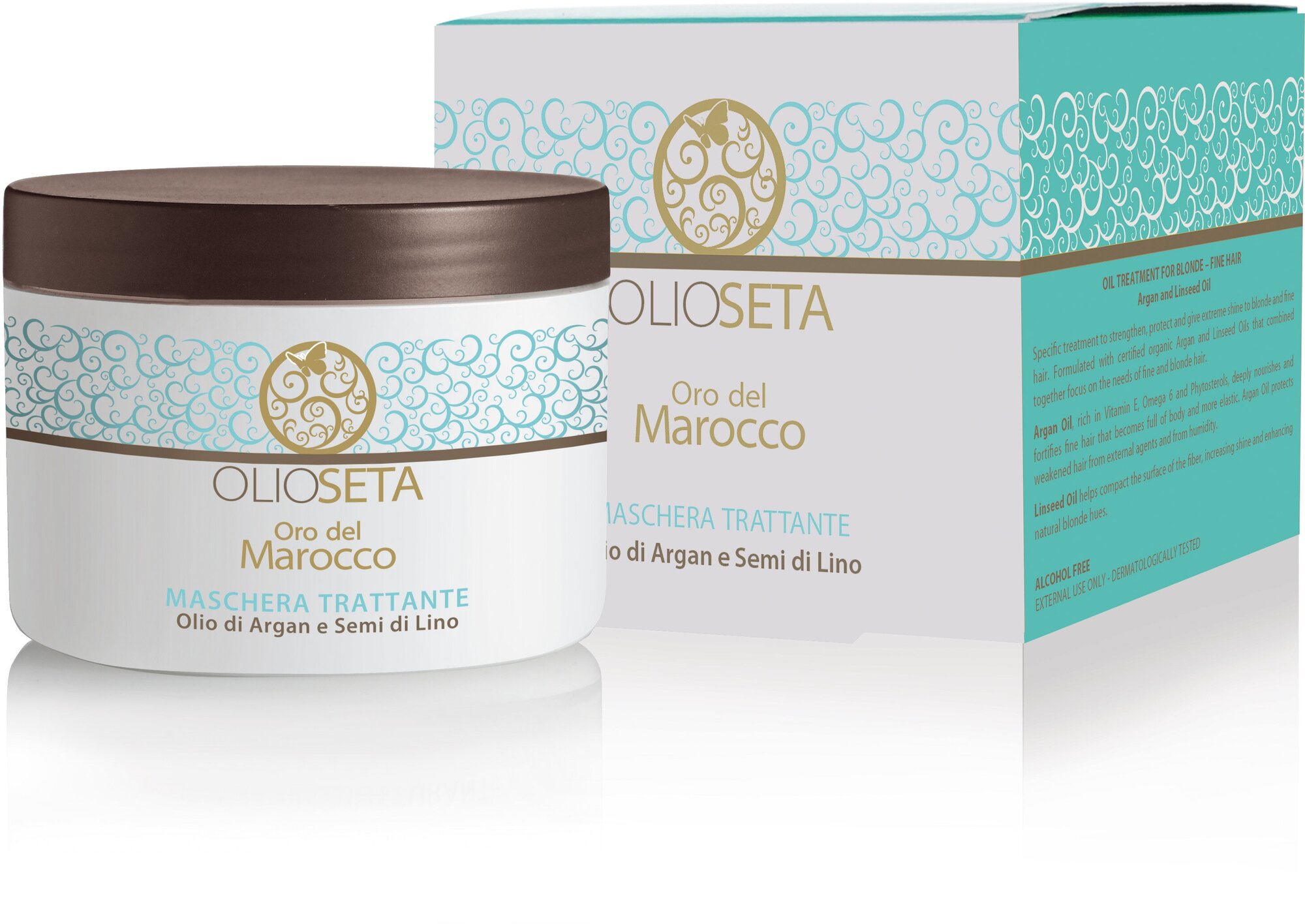 Питательная маска Barex Olioseta Oro del Marocco с маслом арганы и маслом семян льна для волос, 250 мл