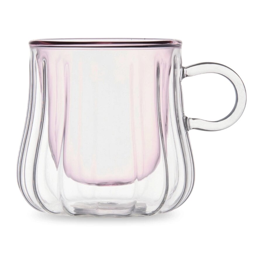 Чашка чайная с двойными стенками Decor de table Cafe de Paris 250 мл, стекло, розовая