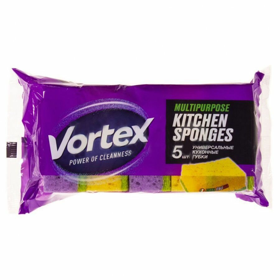 Губки VORTEX "Power of Cleanness", кухонные, 5 шт (15107450)