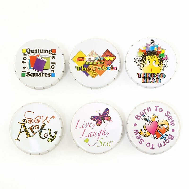 Булавки HEMLINE "Wacky Pin Tin", гвоздики, в жестяных круглых коробочках, 6 дизайнов