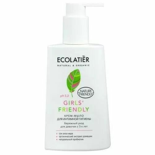 Крем-мыло для интимной гигиены Ecolatier "Girls' Friendly", Бережный уход, для девочек, от 3 лет, 250 мл
