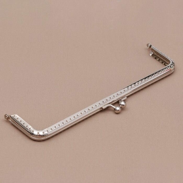 Фурнитура для сумок Арт Узор Фермуар пришивной "Прямоугольник", 20 см, цвет серебряный