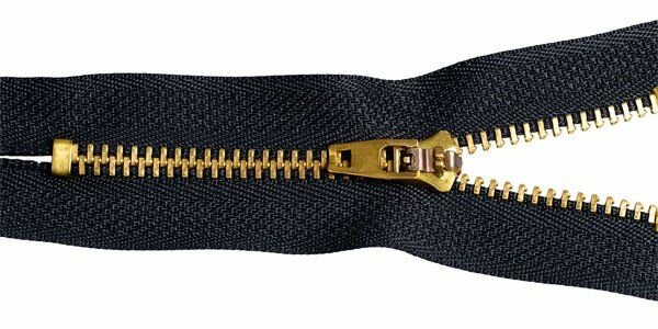 Молния MaxZipper джинсовая золото № 4, 16 см неразъемная, замок М-4002, цвет F322 черный упаковка 50 шт