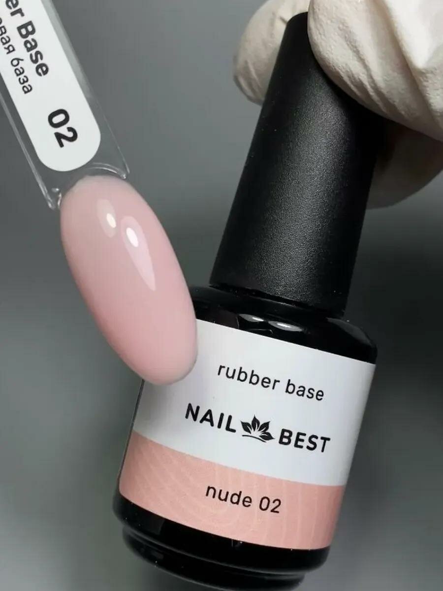 Камуфлирующая каучуковая база для ногтей Rubber №02, 15 мл