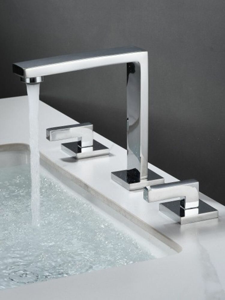 Смеситель для раковины на 3 отверстия, двойная ручка, одно отверстие, латунь, горячая и холодная вода, кран для ванной комнаты