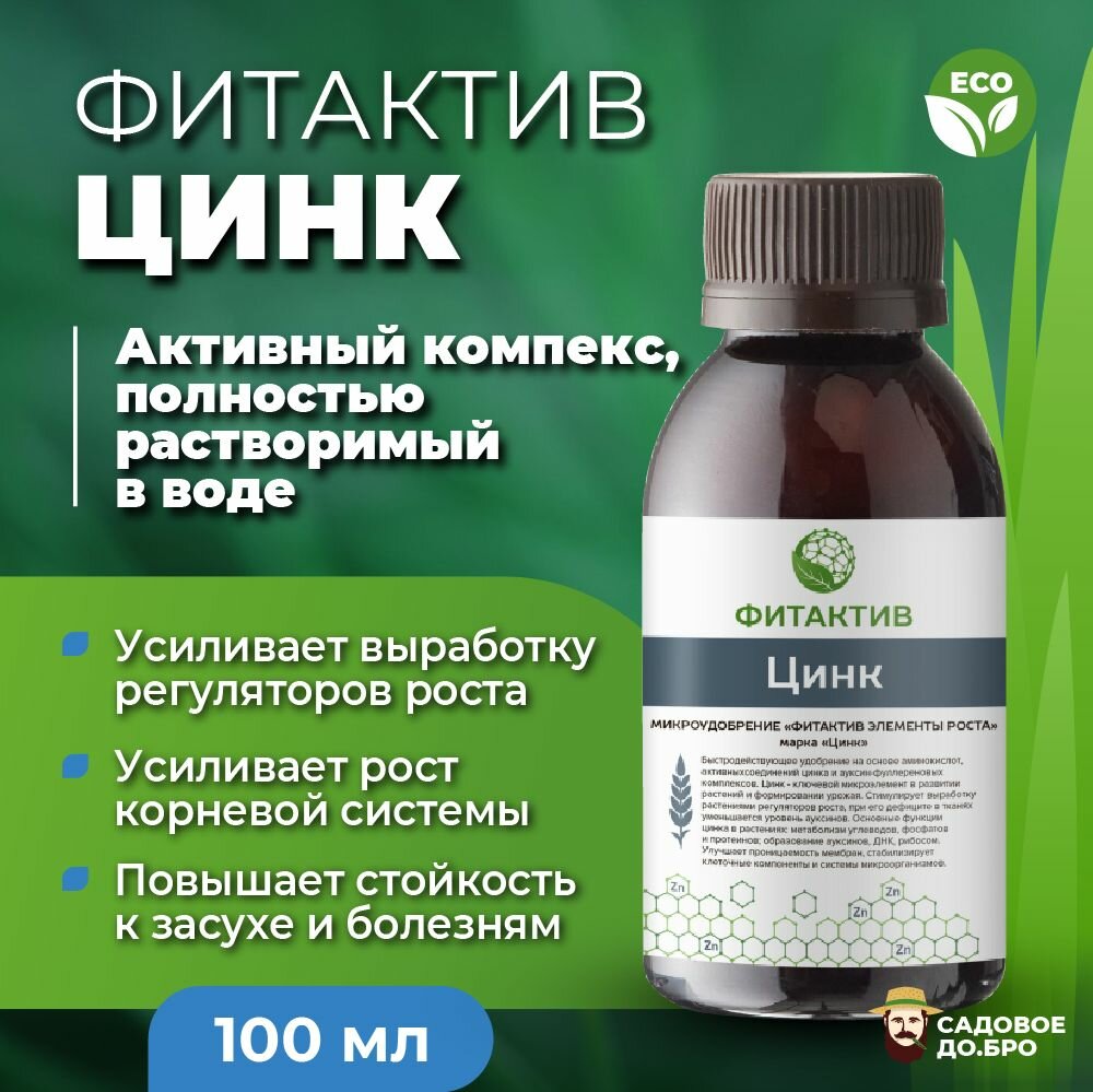 Фитактив Цинк, удобрение хелат цинка 20%, 100 мл.