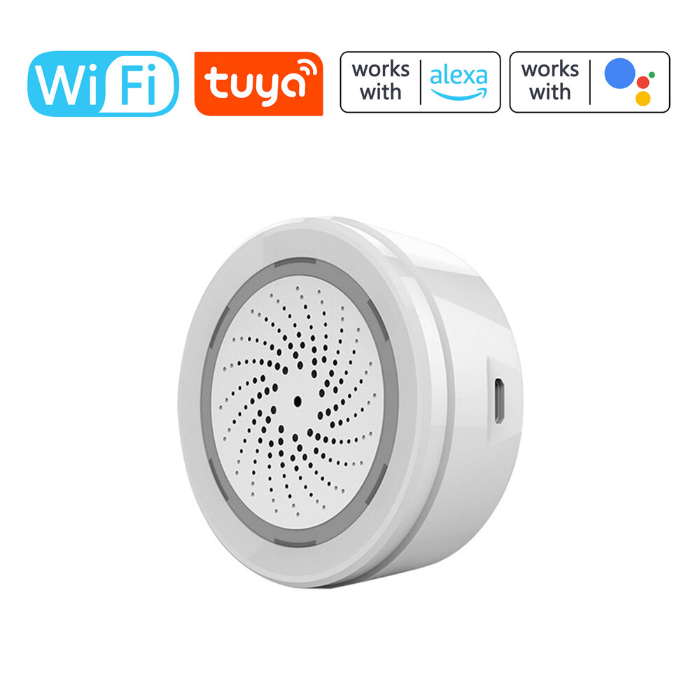 Система домашней безопасности Tuya Wifi с интеллектуальным датчиком сирены, звуковой и визуальной сигнализацией громкостью 90 дБ, дистанционным управлением через приложение, совместимая с Smart Life.