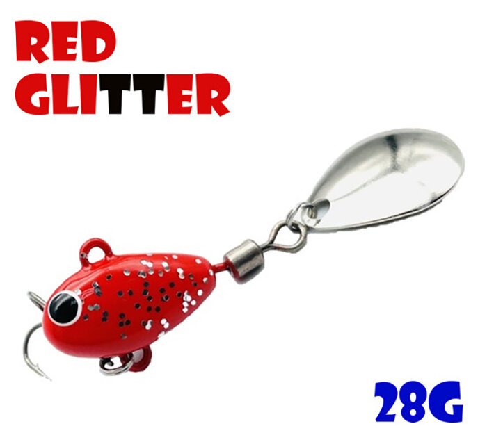 Блесна Тейл-Спиннер для рыбалки Uf-Studio Hurricane 28g #Red Glitter