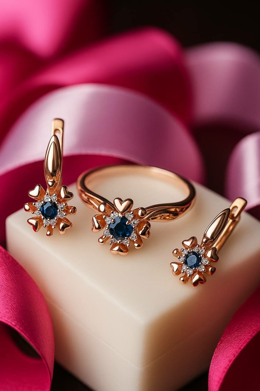 Комплект бижутерии, фианит