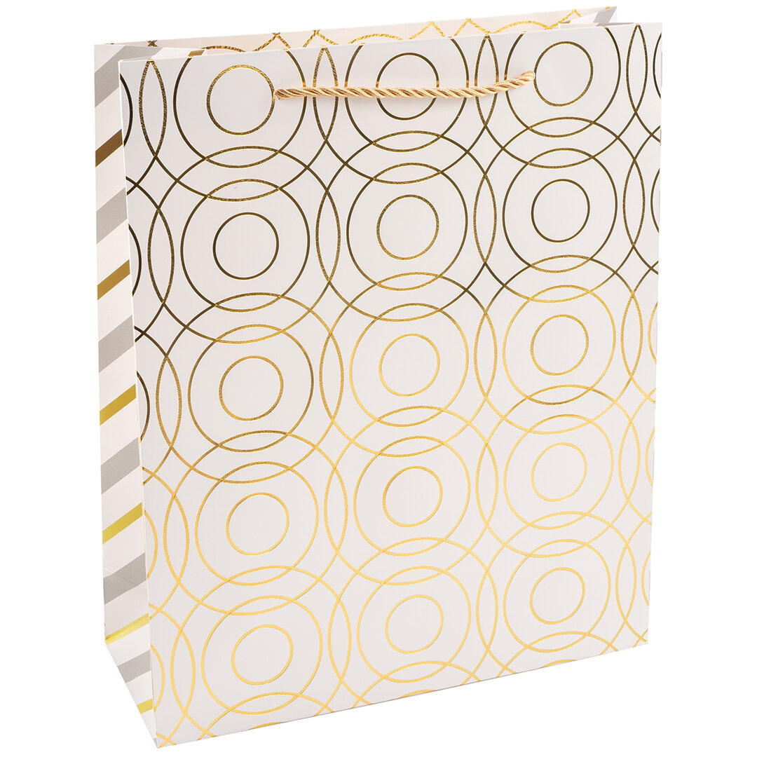 Пакет подарочный Дон Баллон 210 гр, золотой паттерн, дизайн №2, металлик, 23х18х10 см