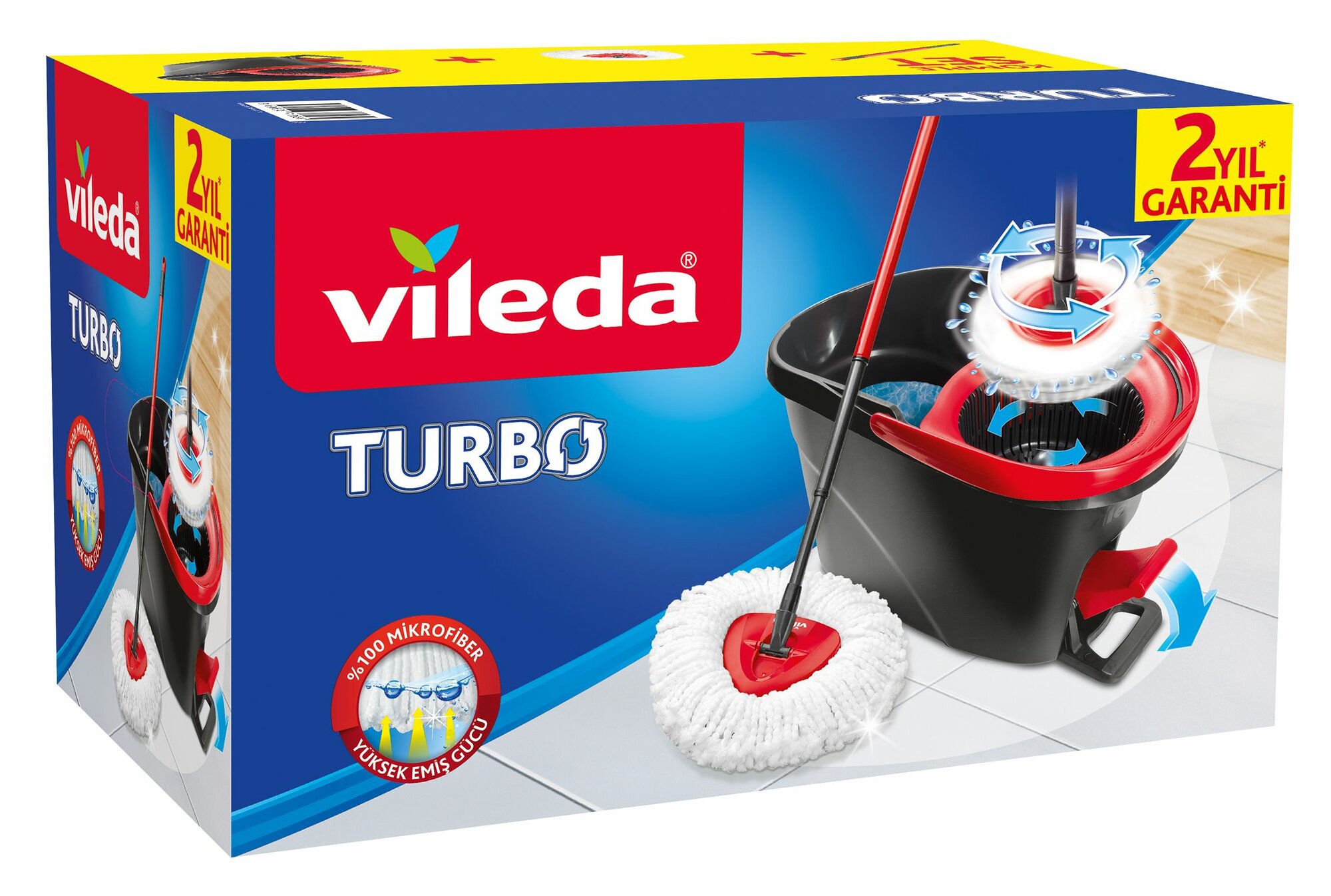Набор для уборки Vileda "Turbo" швабра с телескопической ручкой + ведро с педальным отжимом
