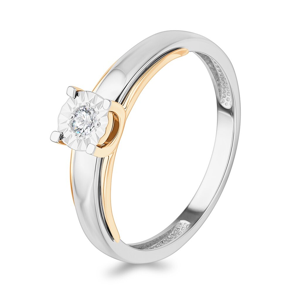 Кольцо помолвочное, белое золото, 585 проба, родирование, бриллиант