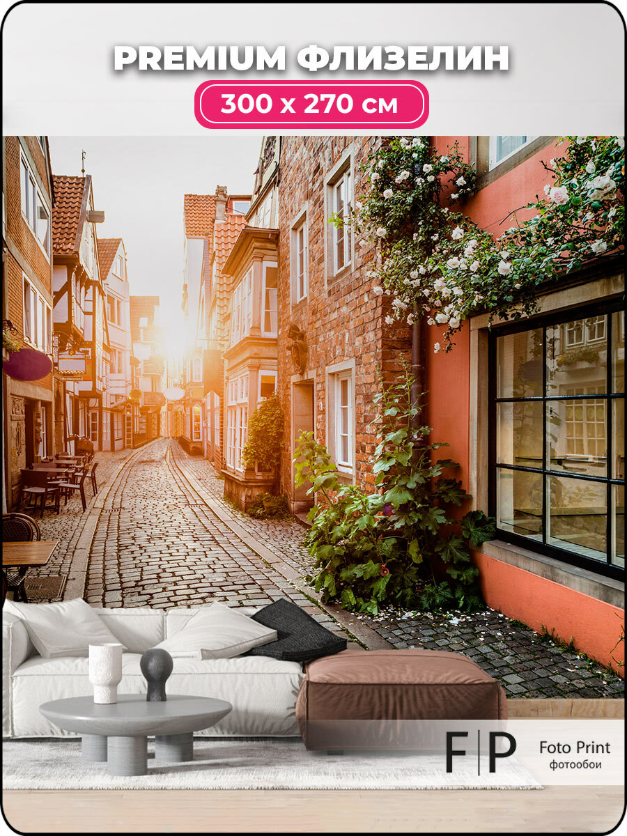 Фотообои на стену "Укромные улицы города" 300x270(ШxВ) см, флизелиновые обои