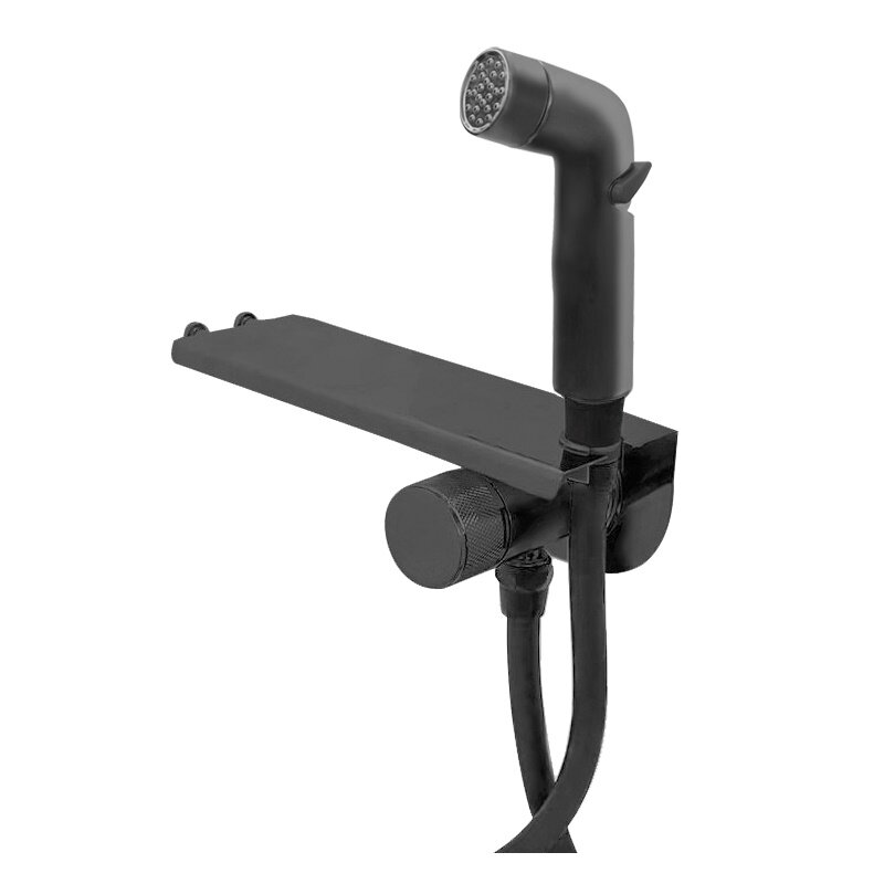 Гигиенический душ со смесителем встраиваемый с полкой ESKO SMHBGB, черный