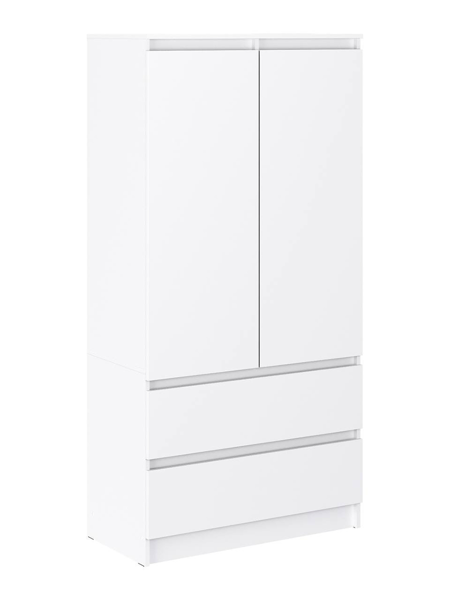 Белый распашной шкаф для одежды, 2-х створчатый (900х1800х450 мм)