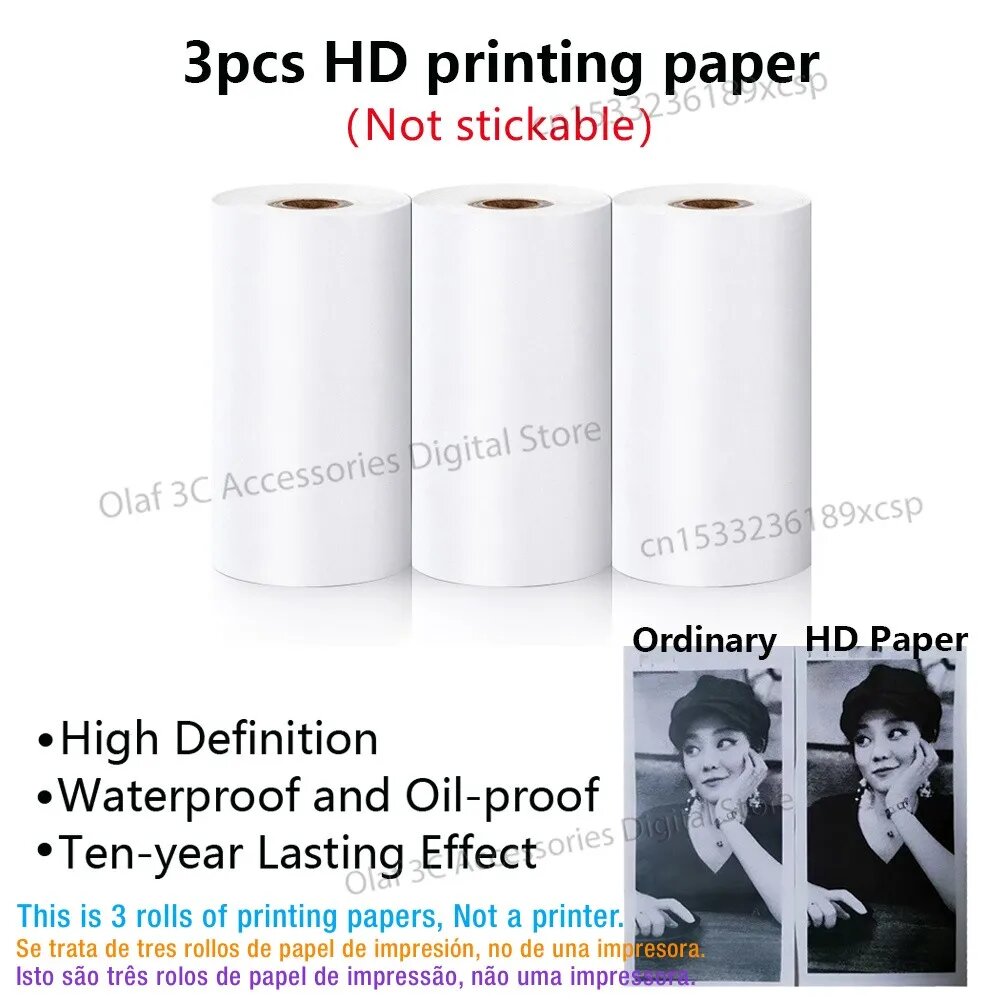 Портативный мини-принтер этикеток Olaf 57 мм 3 rolls of HD Paper