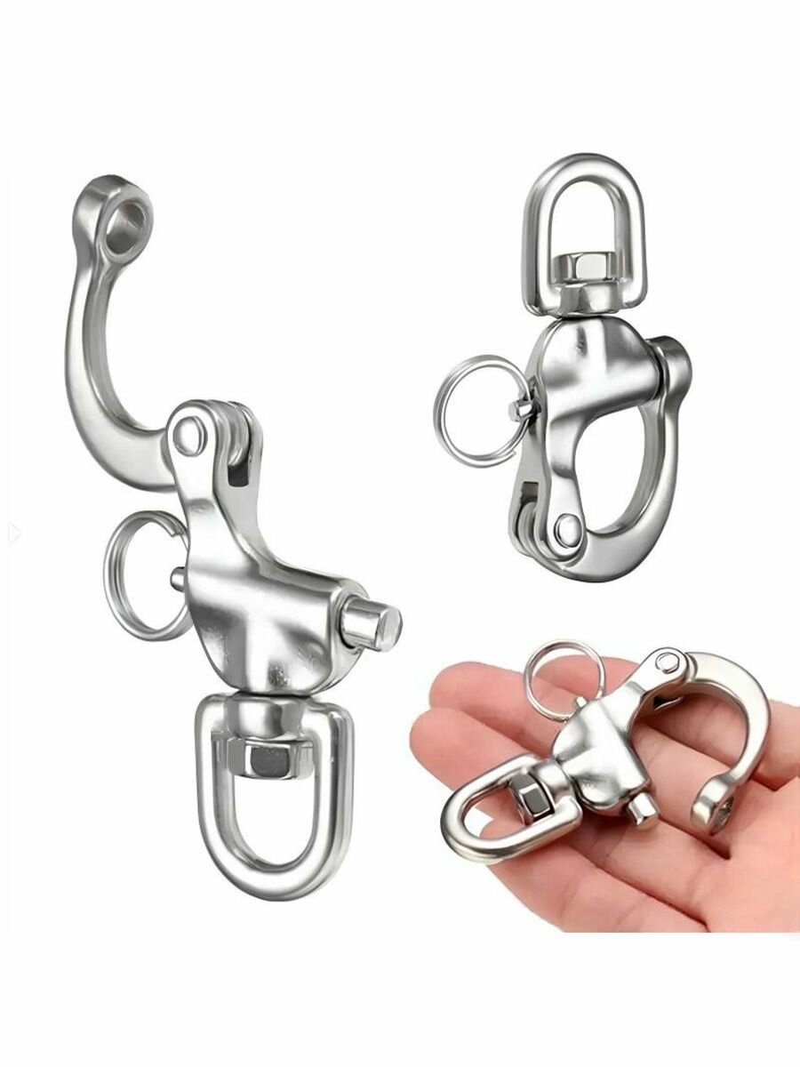 Яхтенный карабин-самосброс, нержавеющая сталь 316L 128мм