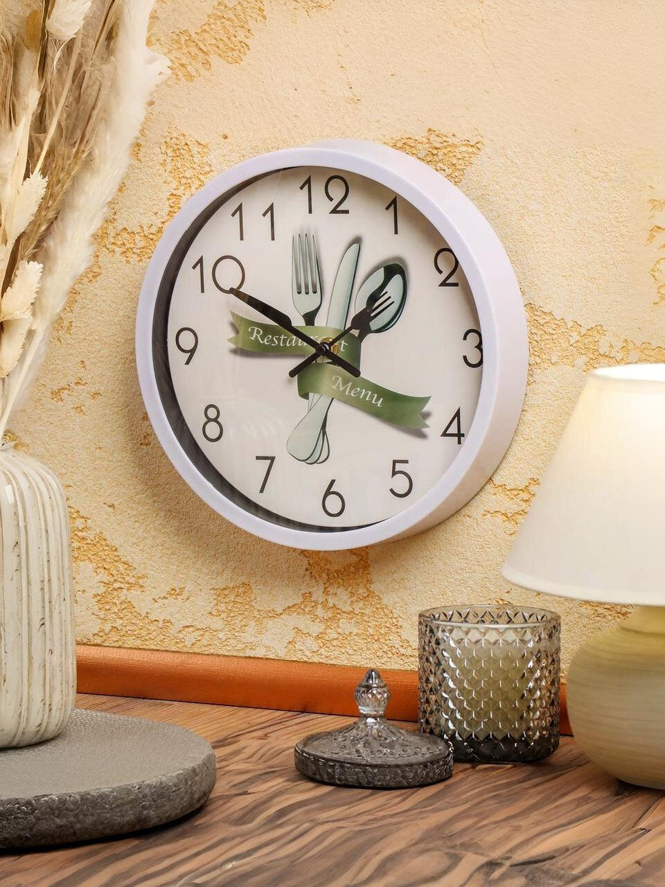 Часы настенные интерьерные, декор для кухни, кварцевые, 25 см, с рисунком