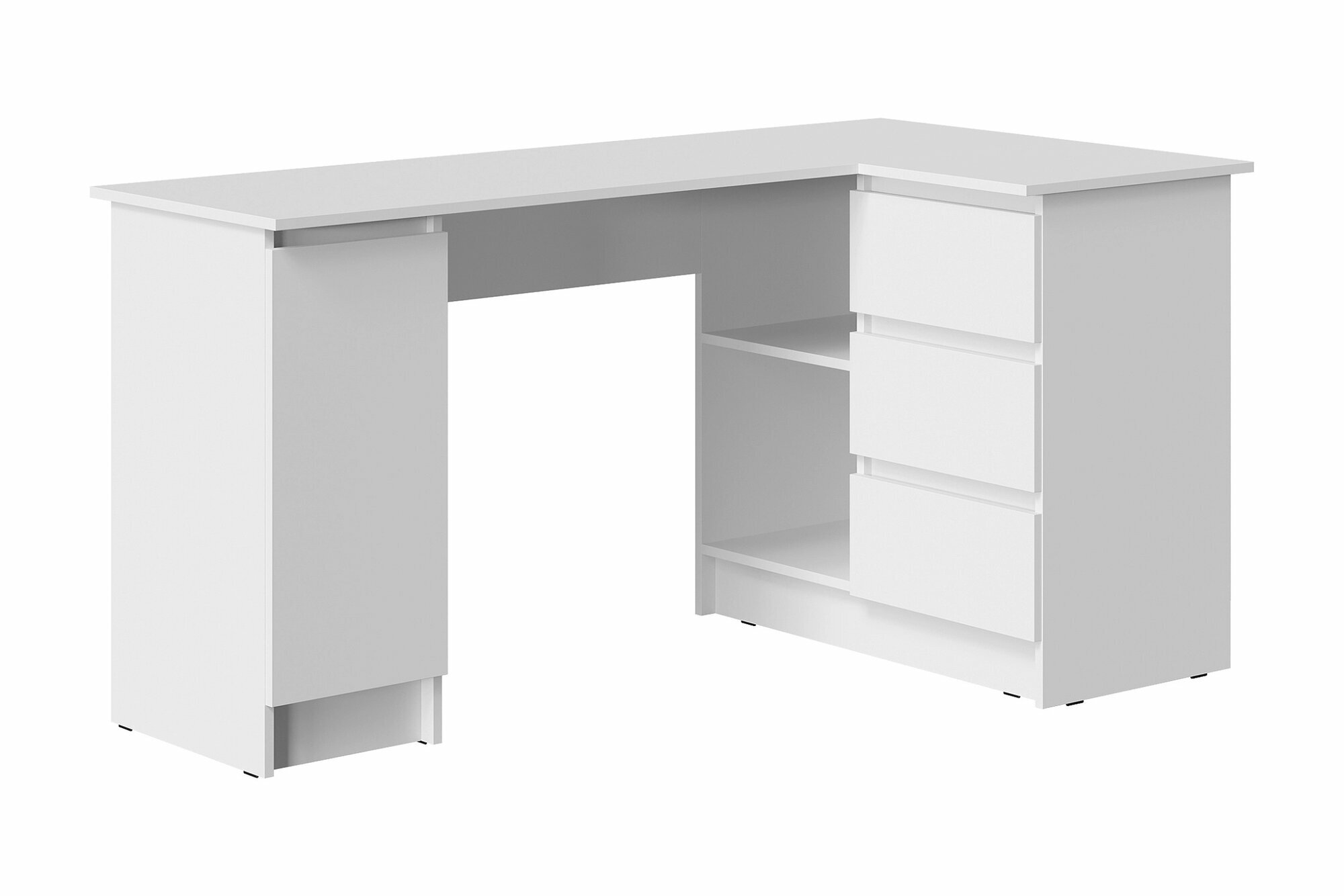 Стол угловой Эталон "Бостон Лайт", ЛДСП, белый, 139,4х84,9х75,4 см, универсальная сборка, столешница 16 мм