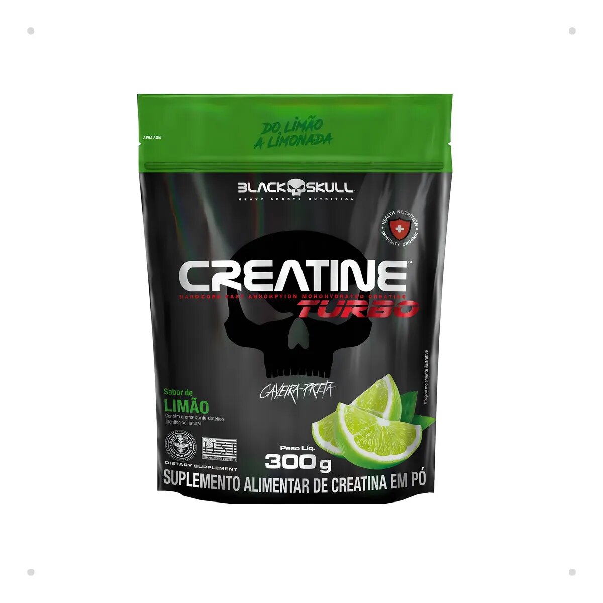 Black Skull, Refil Creatine Turbo, Креатин, Моногидрат креатина, 300 г (Лимон)