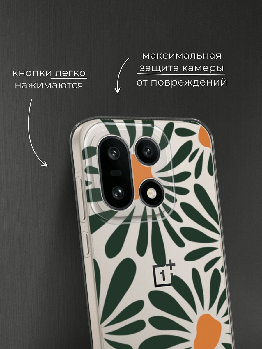 Чехол на OnePlus 15 / Ван Плас 15 с принтом Летние цветы рисунок, прозрачный — фото 1