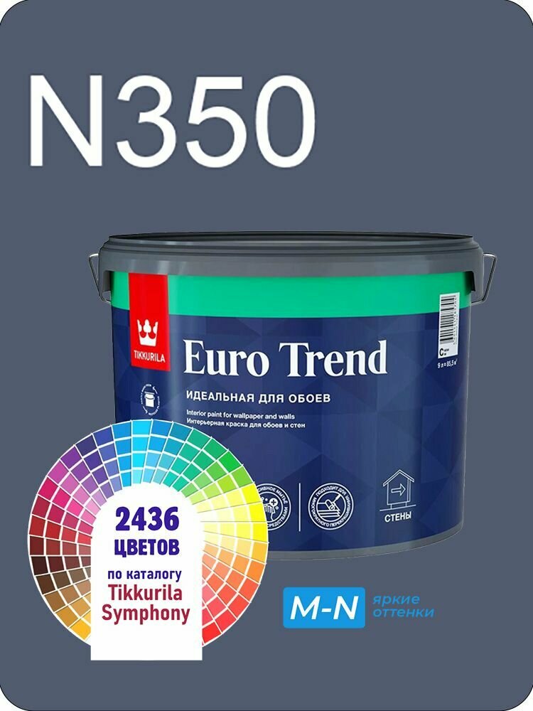 Краска для обоев Tikkurila Euro Trend 9л. яркие оттенки N350