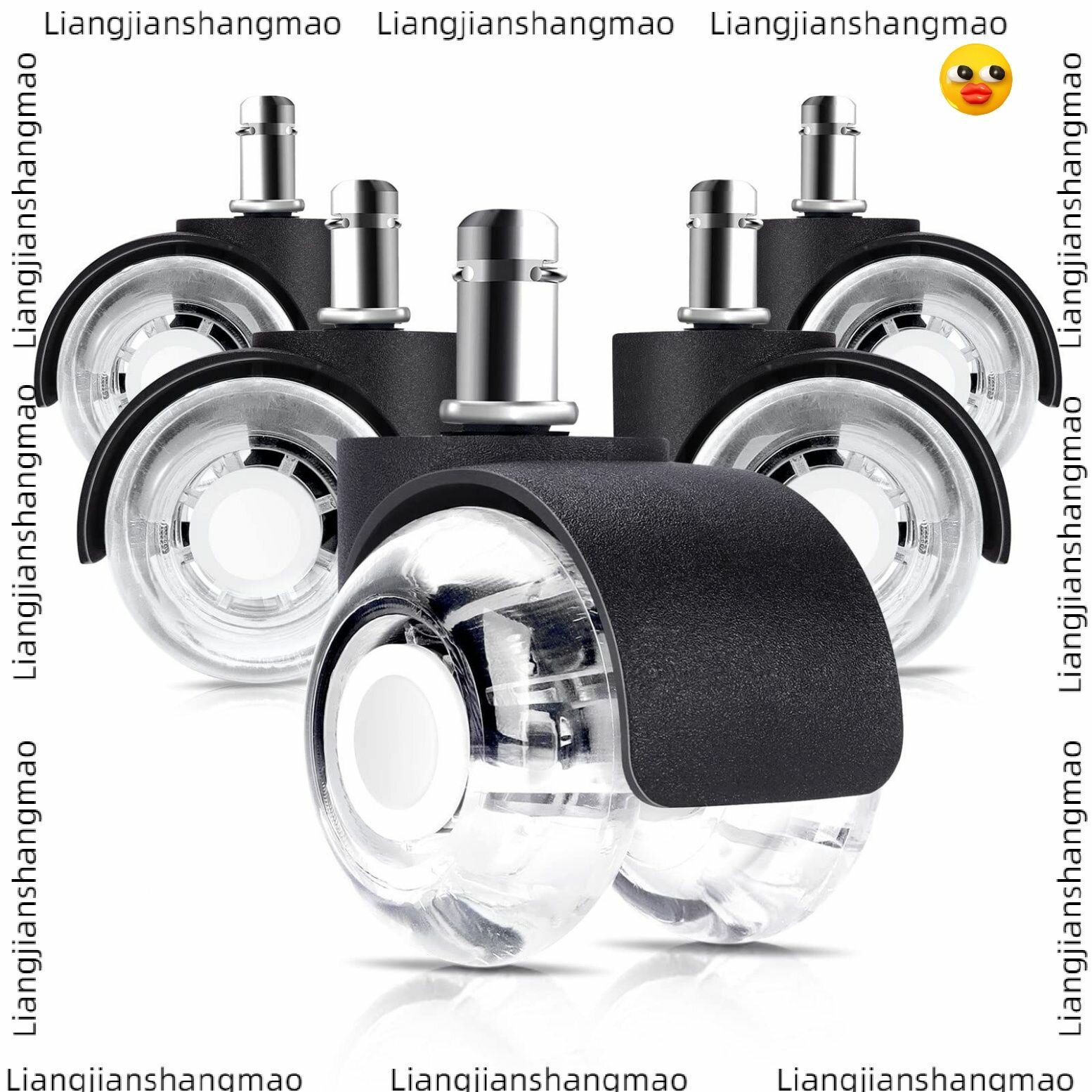 Бестселлер: силиконовые колеса 55 мм для офисного кресла, комплект 5 штук со штоком 10 мм