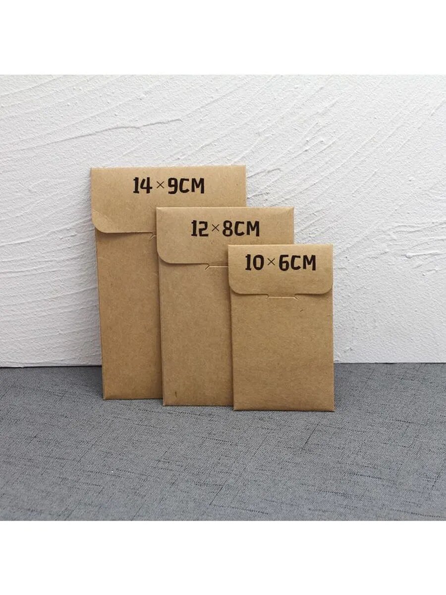 Квадратный конверт из крафт-бумаги (12x8 см, коричневый)