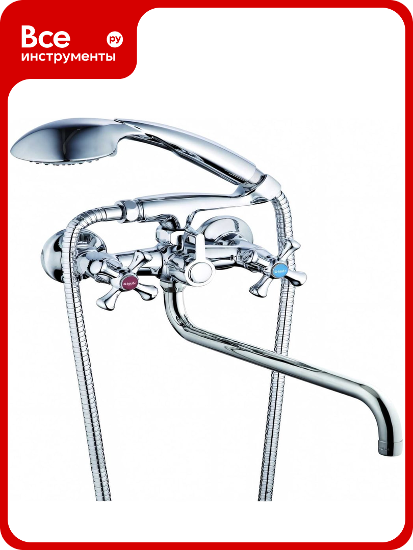 Смеситель для ванны G-lauf с литым поворот изливом 360° и душевой лейкой, хром QML7-A827