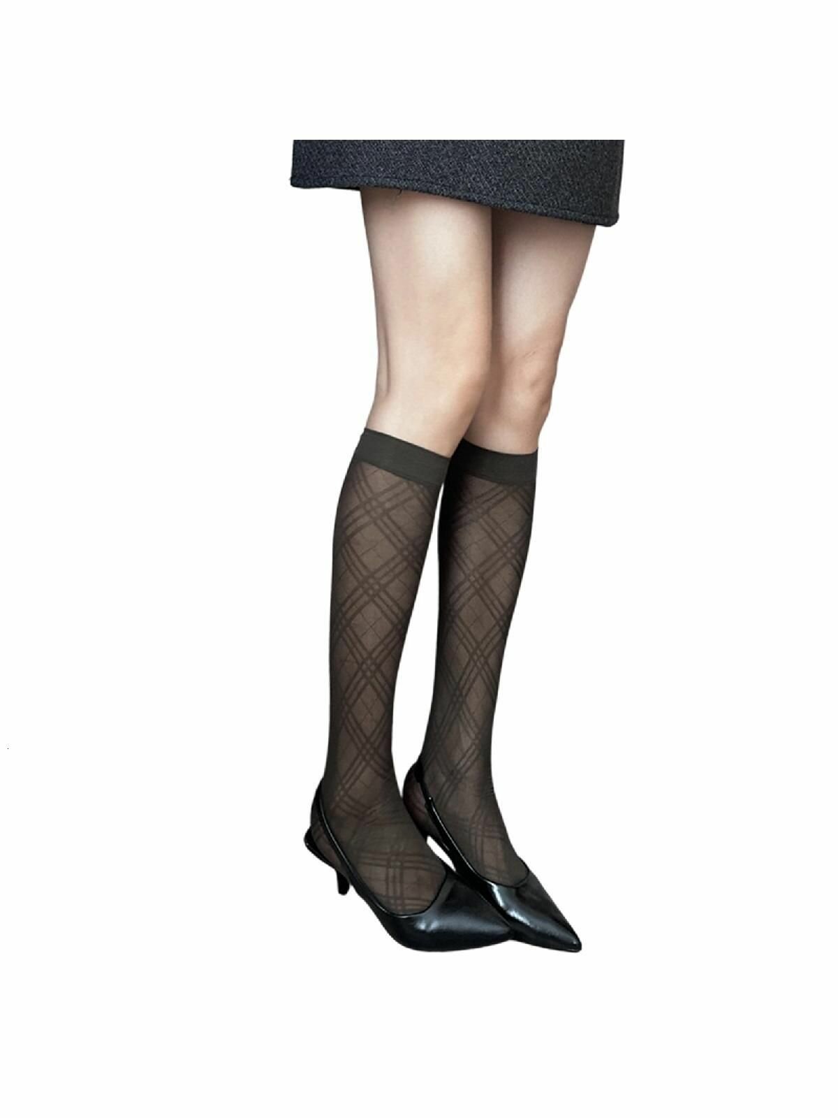 Аниме-гольфы до колена из эластичной сетки, Серый