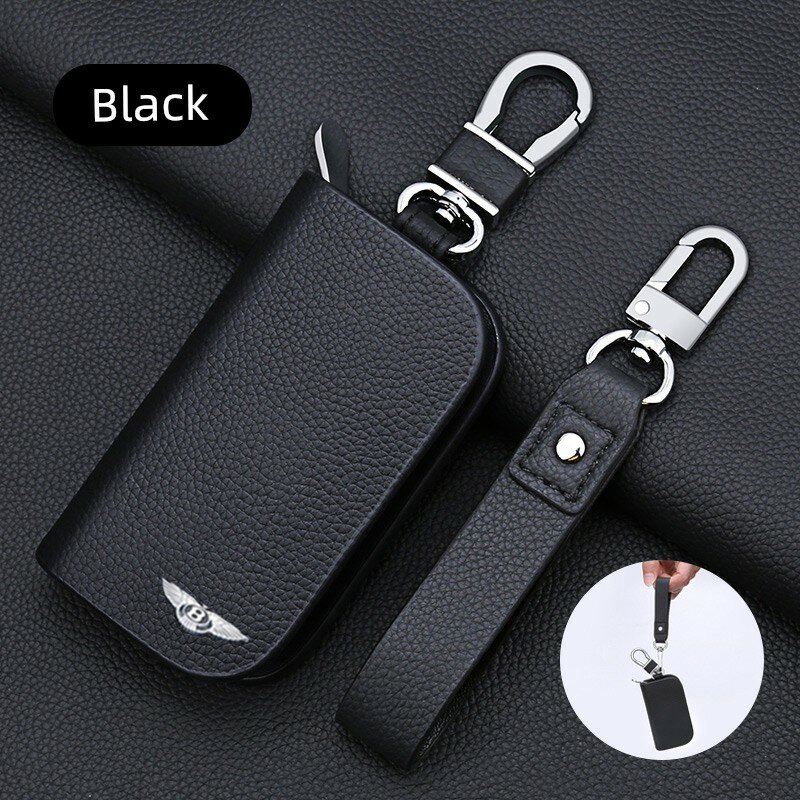 Bentley натуральная кожа чехол для ключей с пряжкой и кожаным ремешком черный для моделей Bentley - премиум