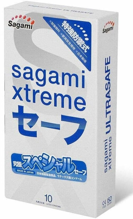 Презервативы Sagami Xtreme Ultrasafe с двойным количеством смазки - 10 шт, Sagami, Япония