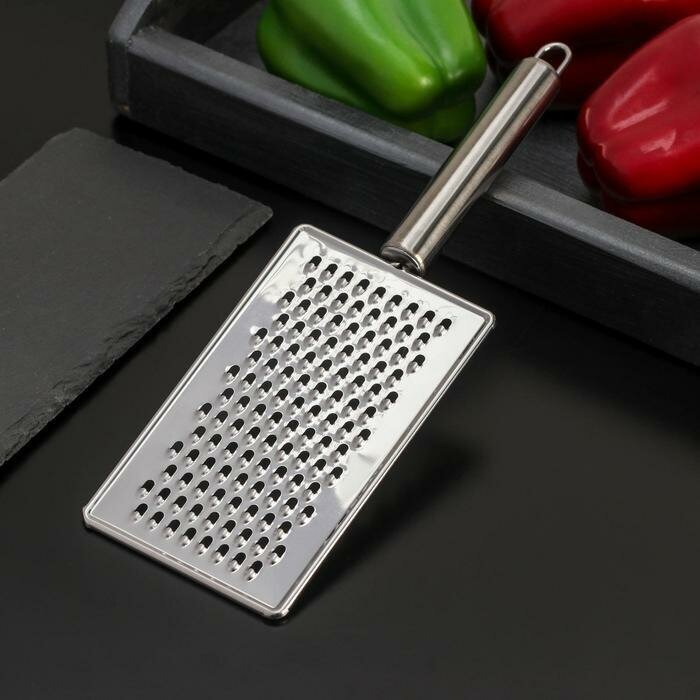 Терка Доляна "Металлик", 14*8 см, мелкая, с ручкой