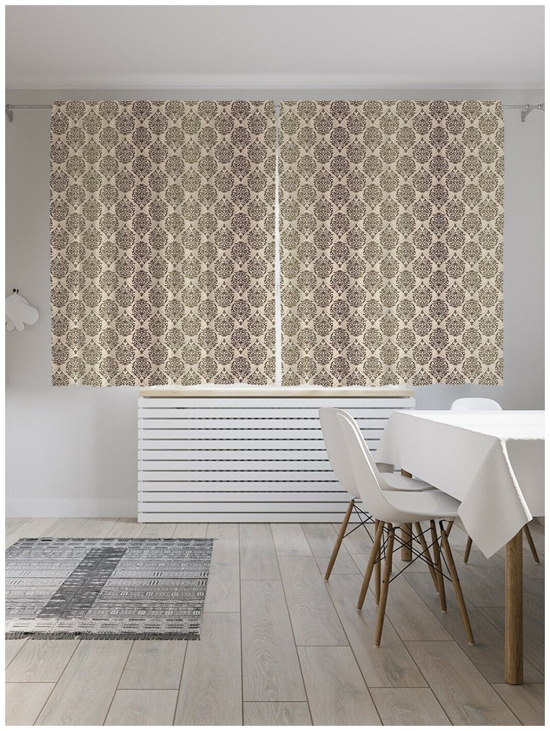 Фотошторы короткие "Винтажное барокко", 2 полотна шириной по 145 см, высота 180 см, JoyArty