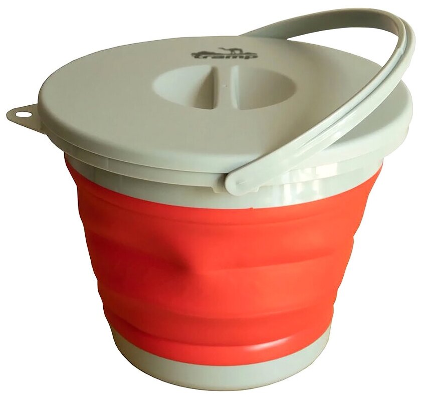 Ведро Tramp складное силиконовое 5л с крышкой (оранжевый) TRC-127