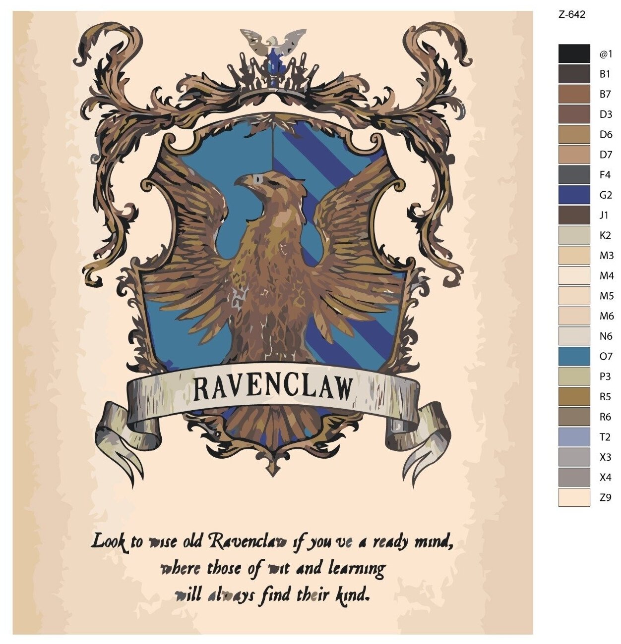Картина по номерам Z-642 "Гарри Поттер. Герб факультета Когтевран" 40x50