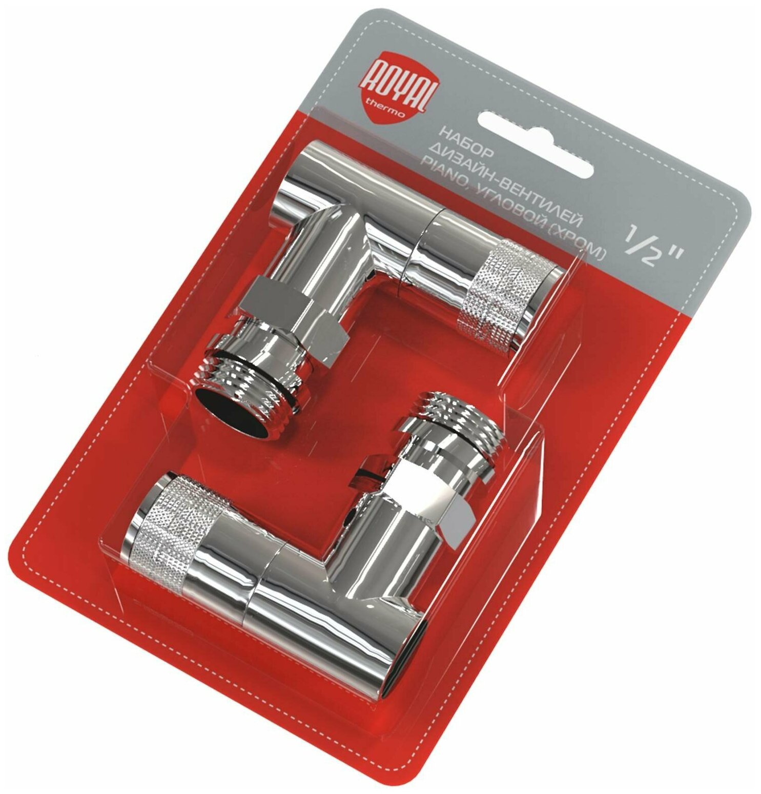 Дизайн-вентиль Royal Thermo PIANO, латунь, угловой, 1/2", хромированный