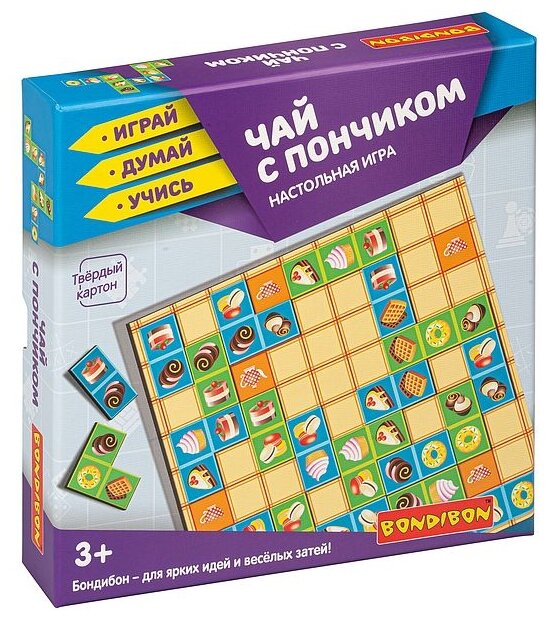 Настольная игра BONDIBON домино-пазл "ЧАЙ С пончиком" Играй, Думай, Учись (ВВ4332)