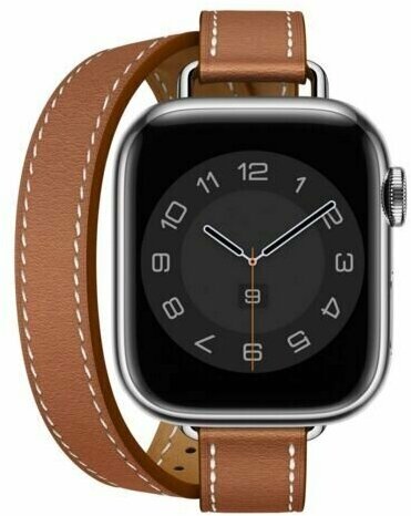 Тонкий двойной ремешок для часов из натуральной кожи для iWatch Ultra Series 8 7 6 5 4 3 2 SE, коричневый,42mm,44mm,45mm,49mm