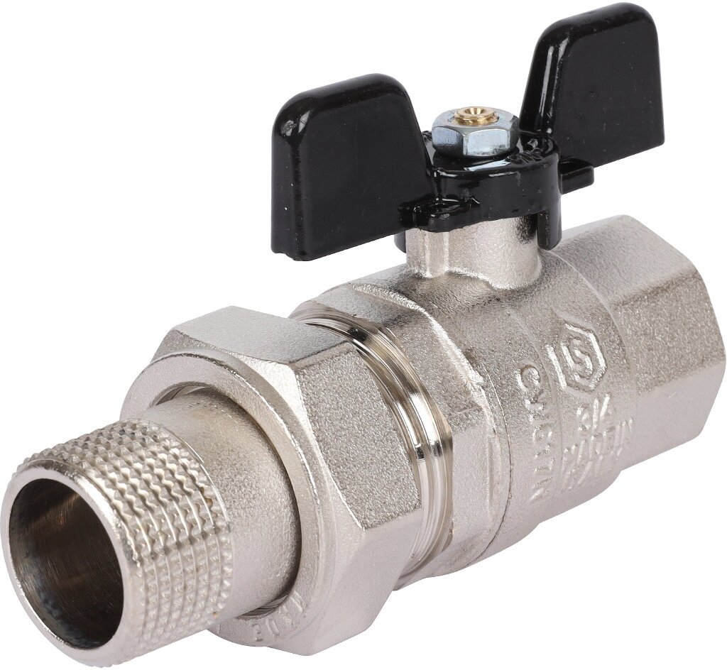 Кран шаровой 3/4" полнопроходной с американкой, ВР-НР, ручка бабочка, STOUT (SVB-0007-000020)