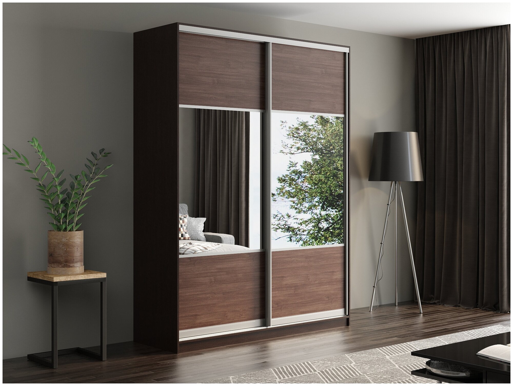 Шкаф-купе Матэрна венге / шамони темный / комбинированный, 180х58х240 см