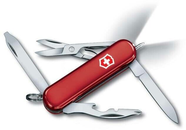 Нож-брелок Victorinox Classic Midnite Manager, 58 мм, 10 функций, красный