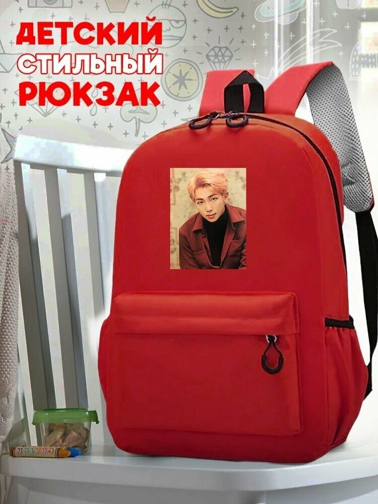 Школьный красный рюкзак с принтом Музыка BTS - 9