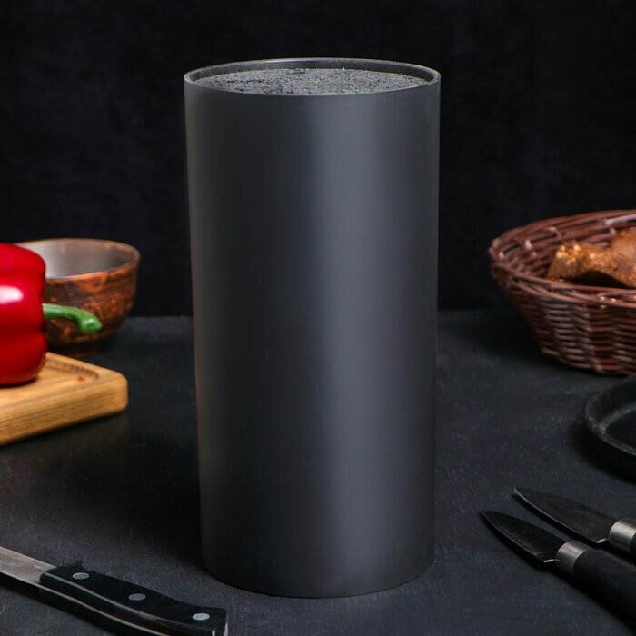 Подставка для ножей с наполнителем Нео , 22x11 см, покрытие Soft-touch, цвет чёрный