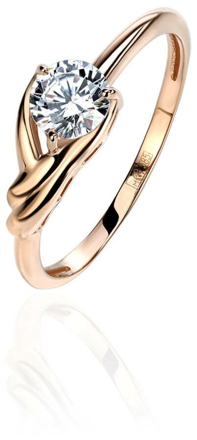 Кольцо, красное золото, 585 проба, фианит