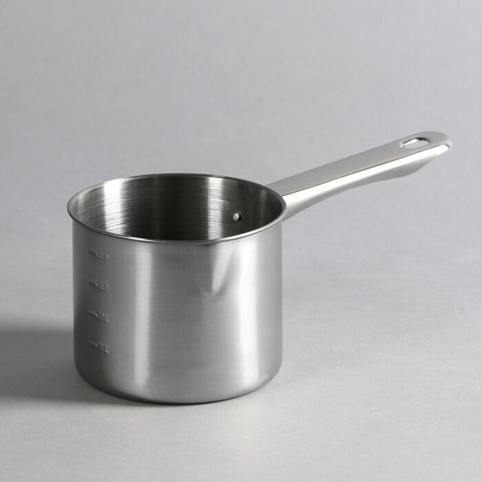 Ковш, 650 мл, ковш нержавеющая сталь, с мерной шкалой, металлическая ручка, кухонный ковш